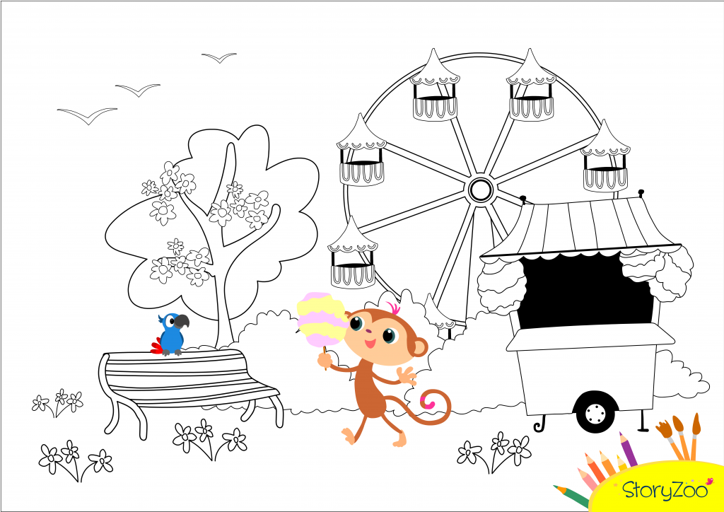 Free Theme Park Coloring Page Download | Fun Printable for Kids